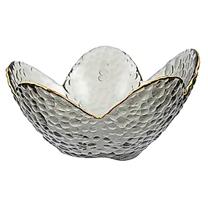 NOLITOY 1pc salad bowl candy japanese trifle bowl glass pasta container Appetizer Serving Bowl home Glass Dessert Container Salad Storage Tray Food Serving Plate Lotus Fruit Bowl tableware