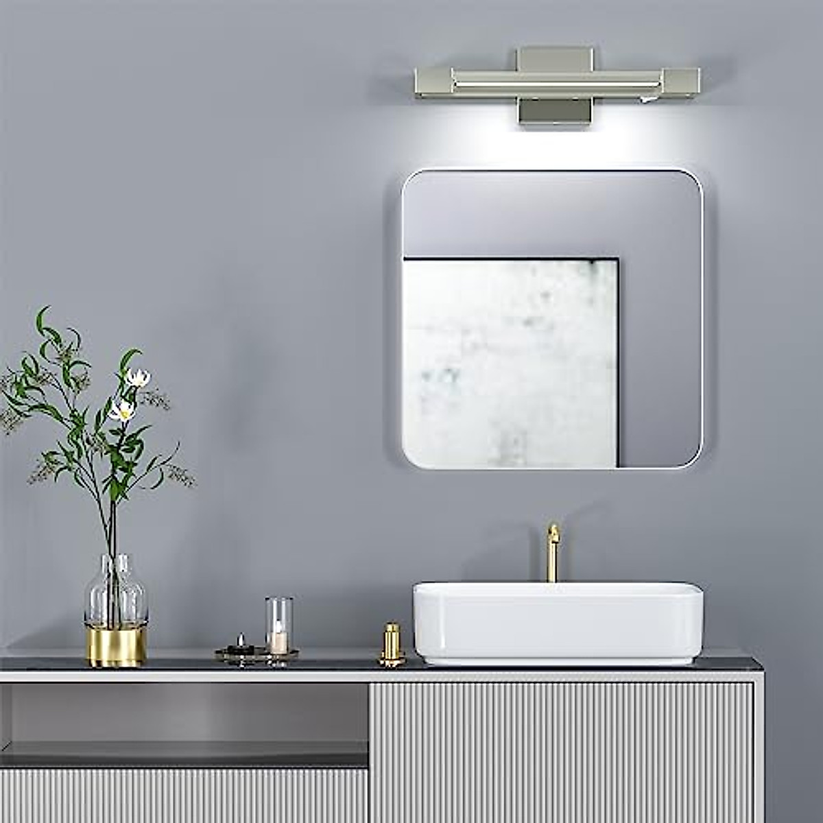 Taptoron Bathroom Lights Over Mirror Brushed Nickel 16.5 Inch 18W Adjustable Modern Vanity Light Bar with Switch, Natural White 5000K Bath Light Fixtures for Makeup Bathroom Cabinet - ETL Certified