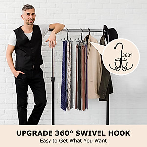 Belt Hanger, HOMEBROS Black 360° Rotatable Metal Belt Rack Organizer for Closet Space Saving Belt Hooks Maximum 24 Storage Capacity for Belt Tie Tank Top Bra Scarf Hat Purse - 1 Pack