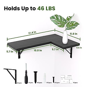 NATURE'S SOURCE Floating Corner Shelves Set of 7 Black