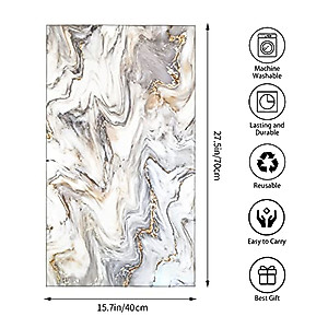 ainidamiss White Grey Gold Marble Decorative Hand Towels Ultra Soft Highly Absorbent Microfiber Kitchen and Bath Hand Towels Multipurpose for Bathroom Kitchen Gym Hotel and Spa 15.7x27.5 in