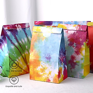 STARRKY 24PCS Party Favor Bags, Tie Dye Gift bags, Camouflage Treat Bags Kids Birthday Party Gift Bags Goodie Bags Retro Tie Dye Party Decorations