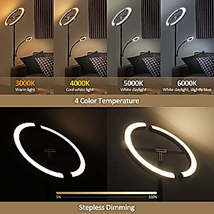 FIMEI Split Floor Lamp, Modern Bright LED Rotatable Floor Lamp with Reading Light for Home, Standing Lamp with Stepless Dimming and 3000K-6000K Color Temperature, Touch and Remote Control-Black