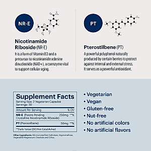 ELYSIUM Basis NAD Plus Supplement 30 Servings - with Nicotinamide Riboside 250mg and Pterostilbene 50mg - Healthy Aging Supplement & Cellular Energy