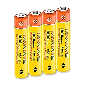 Tanatare Rechargeable AAA Batteries (4 Count) 1000mAh NiMH AAA Recharegeable Batteries, High Capacity, Pre-charege