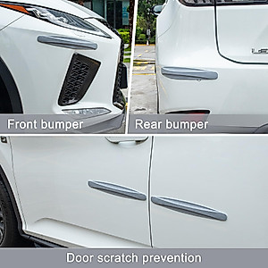 BJSIA 4PCS Rear Bumper Car Protector Strip, Anti-Collision Patch, Front and Back Corner Bumper Strip Anti-Scratch Trim Tape Carbon Fiber Textured, Universal for Cars, SUVs, Trucks 15.9" x 2.08" (Gray)