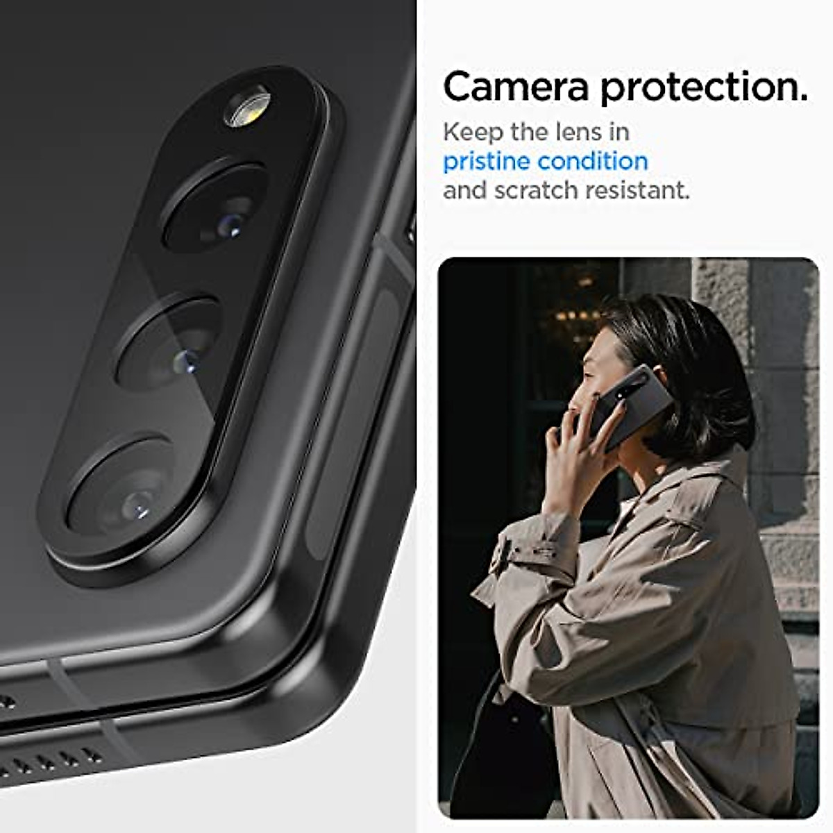 Spigen Camera Lens Screen Protector [GlasTR Optik] designed for Galaxy Z Fold 4 - Black [2 Pack]