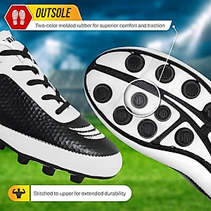 Vizari Infinity FG Soccer Cleats | Firm Ground Soccer Cleats for Outdoor Surfaces and Fields | Lightweight and Easy to wear Youth Soccer Cleats| White/Black | Toddler