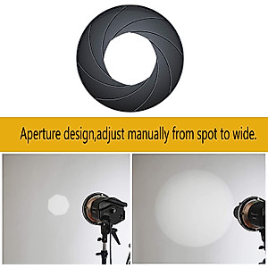 Alluneitter Bowens Mount Snoot,Strobe Video Snoot Conical Projector snoot with Optical Lens kit Include Various Gobos Used for Video Artist Modelling Shape Light Studio Photography Projection