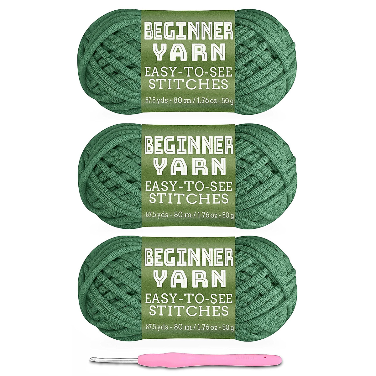 3x50g Beginners Christmas Green Yarn, 260 Yards Christmas Green Yarn for Crocheting Knitting, Easy-to-See Stitches, Worsted Medium #4, Chunky Thick Cotton Nylon Blend Yarn Yarn for Crocheting