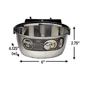 MidWest Homes for Pets Snap'y Fit Stainless Steel Food Bowl / Pet Bowl, 1 qt. for Dogs & Cats, Silver