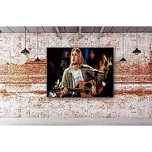 SpiritualHands Kurt Cobain Canvas Wall Art - Posters, Prints, and Decorations for Nirvana Fans - Unique Memorabilia and Gifts (18 KURT COBAIN LOOKING FAR, 15" x 22" - Ready to Hang)