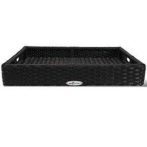 Outdoor/Indoor Hand Woven PE Rattan Large Serving Tray (Black)
