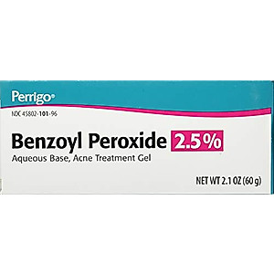 Perrigo 2.5% Benzoyl Peroxide Acne Treatment Gel 60gm Tube