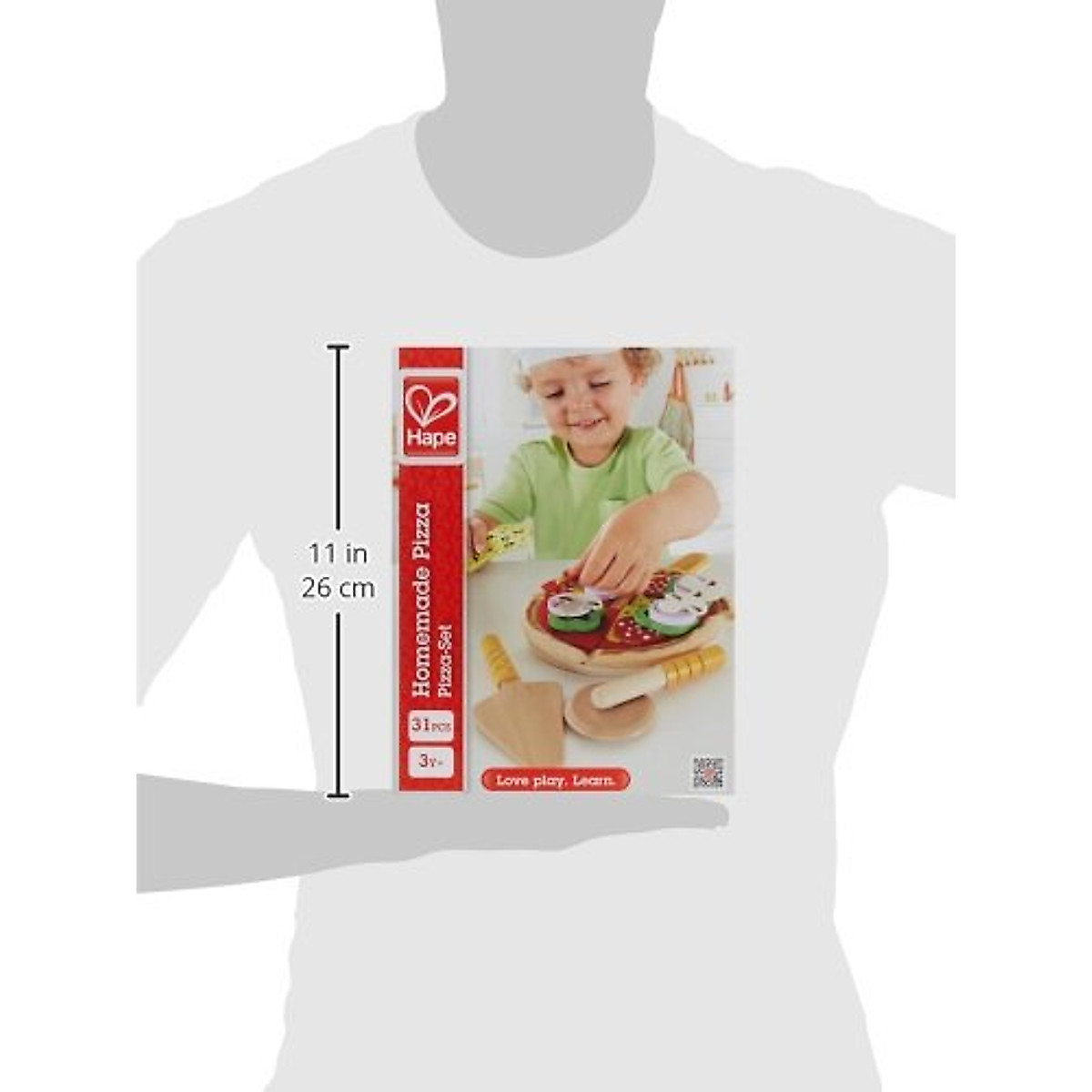 Hape Homemade Wooden Pizza Play Kitchen Food Set and Accessories, Multicolor, 3 Years and up (E3129)