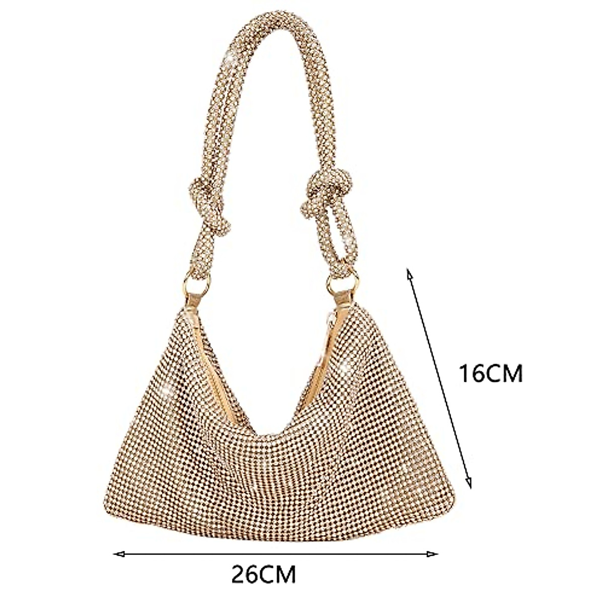 Rhinestone Clutch Bag Hobo Bag, Women Shiny Purse Evening Handbag Underarm Shoulder Bags for Dinner