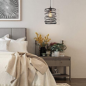 LNC Pendant Lighting, Rustic Ceiling Rust Cage Ceiling Lamp for Kitchen Island