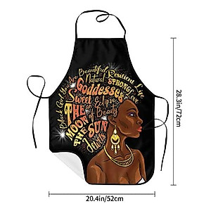 Black Girl Afro Digital Bling Gold Goddesses Queen Apron Theme Cooking Chef Work Shop Women Men Adult Girl Kid Weavers Baking Decorations Painting Bbq Grilling Kitchen Accessories Party Supplies