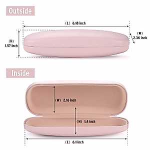 Marvolia Glasses Case Hard Shell Eyeglasses Case PU Leather Protective Case for Sunglasses Eyeglasses with Cleaning Cloth for Men Women - Pink
