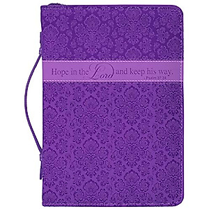 Divinity Boutique Hope in The Lord and Keep His Way Floral Purple Large Faux Leather Bible Cover