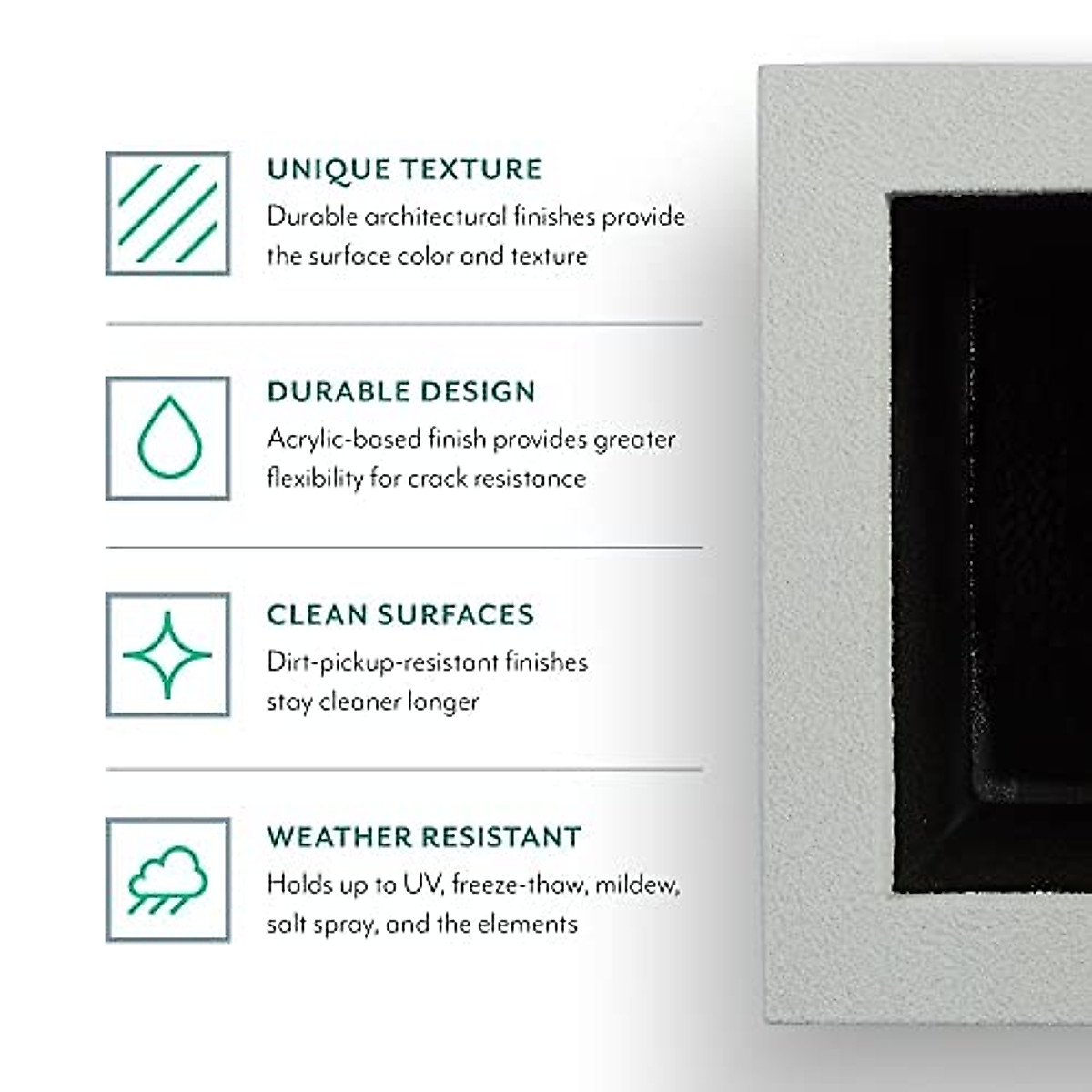 PolyStone Milan Tall Modern Outdoor/Indoor Rectangular Trough Planter, 46" L X 17" W X 19" H, Lightweight, Heavy Duty, Weather Resistant, Polymer Finish, Commercial and Residential (Black)