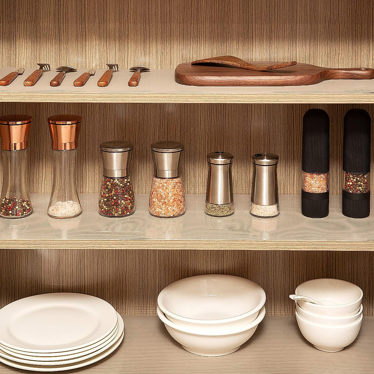 SinhRinh Drawer and Shelf Liner, 17.5IN x 10FT Non Slip Non Adhesive Cabinet Liner for Kitchen and Desk - Beige Ribbed