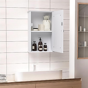 R RUISHENG Bathroom Medicine Cabinet with Mirror Wall Mounted Bathroom Cabinet with Adjustable Shelf Wooden Storage Cabinet for Bathroom Toilet Home Laundry Room Kitchen White