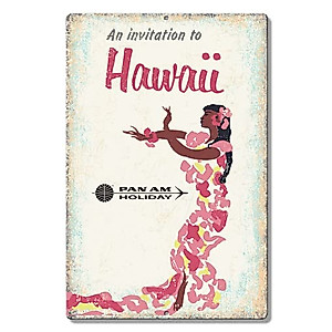 Desperate Enterprises Pan Am Hawaii Aluminum Sign - Nostalgic Vintage Metal Wall Décor - Made in USA