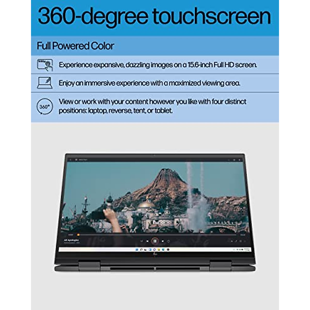 HP ENVY x360 Convertible-Laptop, AMD Ryzen 5 5625U, 8 GB-RAM, 512 GB SSD, 15.6' FHD Touchscreen, Windows 11 Home, HP Fast Charge, Camera-Cover, Mute Button & Fingerprint Reader (15-eu1010nr, 2022)