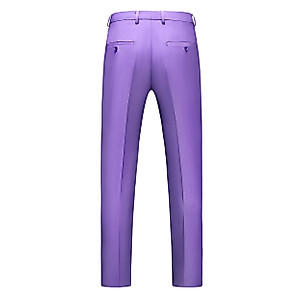 Mens Dress Pants Slim Fit Tuxedo Trousers for Business Dance Prom Wedding Size 34 Lilac