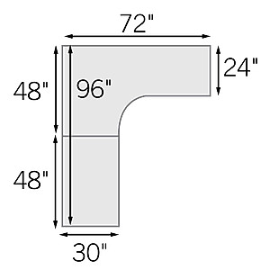 NBF L Shaped Executive Office Desk - Durable Laminate Computer Desk with Three Drawers - Modern Desk with Storage and File Cabinet - 72" Wx 96" D Work Desk for Working Home (Gray, Maple)