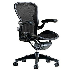 Classic Aeron Chair by Herman Miller - Basic - Graphite Frame - Size B (Medium) - True Black