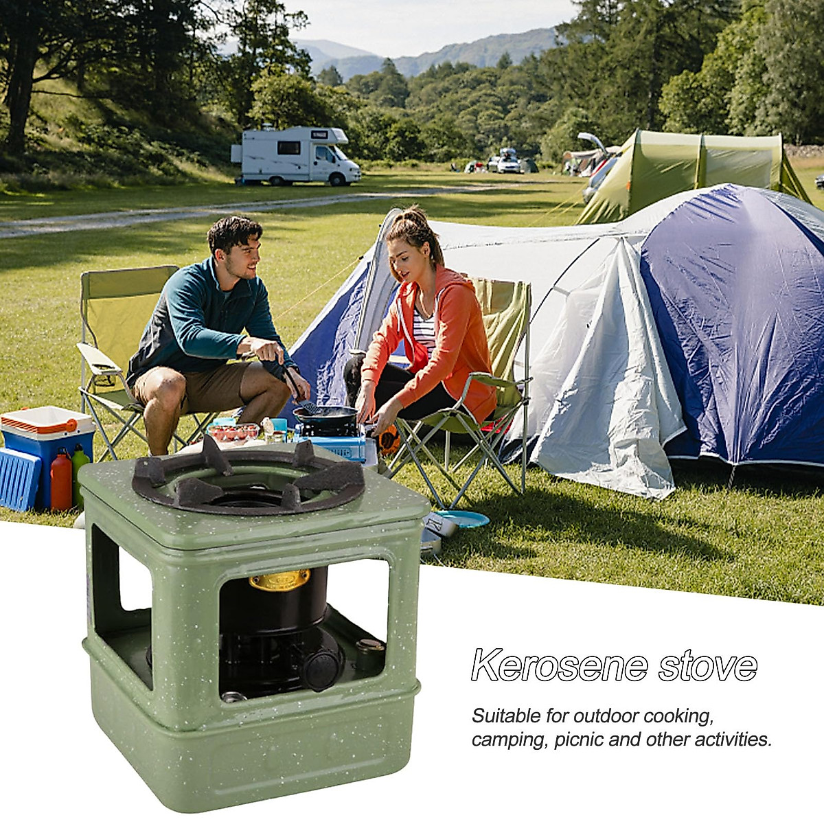 Portable Kerosene Stove - 8 Wicks Round Camping Picnic Burner - Backpacking Oil Stoves, Indoor Kerosene Stove Portable For Backpacking, Outdoor Ghores