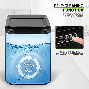 Magshion Ice Maker Countertop with Self-Cleaning, 26lbs/24H, Bullet-Shaped Ice (2 Sizes), Digital Display & Timer, 1.8lbs Ice Storage Capacity, Ice Cube Maker Machine for Home & Kitchen (Black)