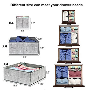 Hinotori Clothing Drawer Organizers 12 Pack – Foldable Storage Bin Drawer Dividers for Clothes, Underwear, Socks, Bras – Collapsible Fabric Organizer for Closet, Shelves, Dresser, Bedroom