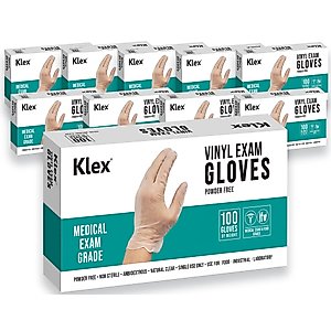 Klex Disposable Heavy Duty Vinyl Gloves Latex Free Powder Free, BPA Free Medical Grade Disposable Glove, Medium M, 1000 Count