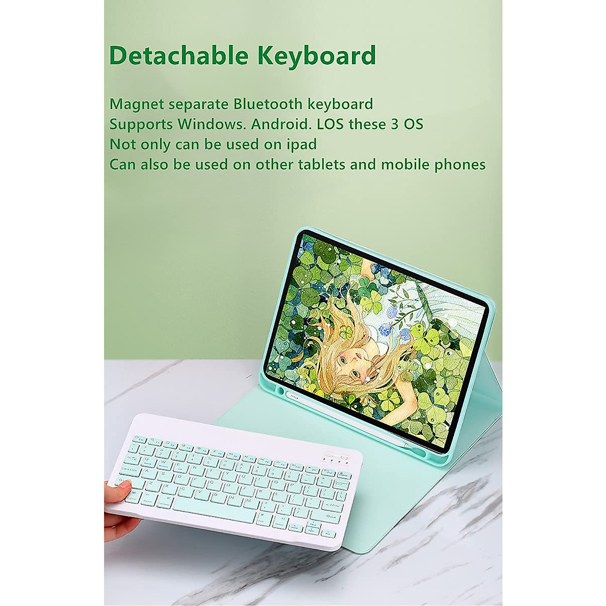 YEEHi Color Keyboard for iPad Mini 5th Generation iPad Mini 4 Keyboard Case with Mouse Cute Detachable Removable Wireless Bluetooth Keyboard Cover for iPad Mini 5 Mini 4 (Purple)