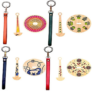 Partslety Portable Wrist Yarn Holder, The Mini Yarn Minder, Travel Wrist Yarn Cake Dispenser, Prevents Yarn Tangling and Misalignment with Wrist Strap Wooden Crochet Yarn Organizer Blue