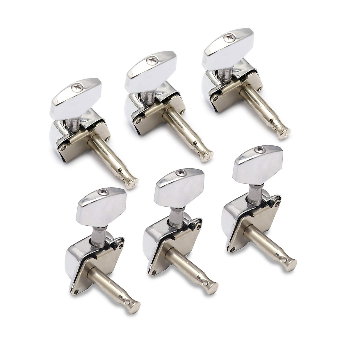 Metallor Semiclosed String Tuning Pegs Machine Heads Tuners 3L 3R Electric Acoustic Guitar parts Replacement Set of 6Pcs Chrome. (3L+3R)