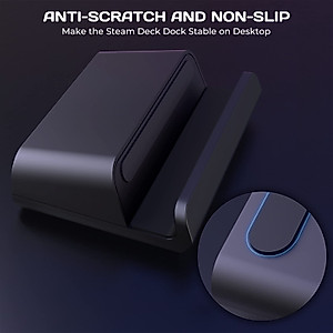 MEPATEM Steam Deck Dock Stand, Dock Base for Steam Deck Console, Steam Deck Accessories with 90°Angle USB-C Cable, 45W Fast Charger Docking Station, Anti-Slip Holder for Valve Steam Deck