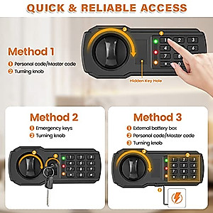 2.4 Cubic Large Fireproof Safe Box with Fireproof Document Bag, Personal Security Home Safe with Removable Shelf, Anti-Theft Lock Box for Documents Money Jewelry Valuables