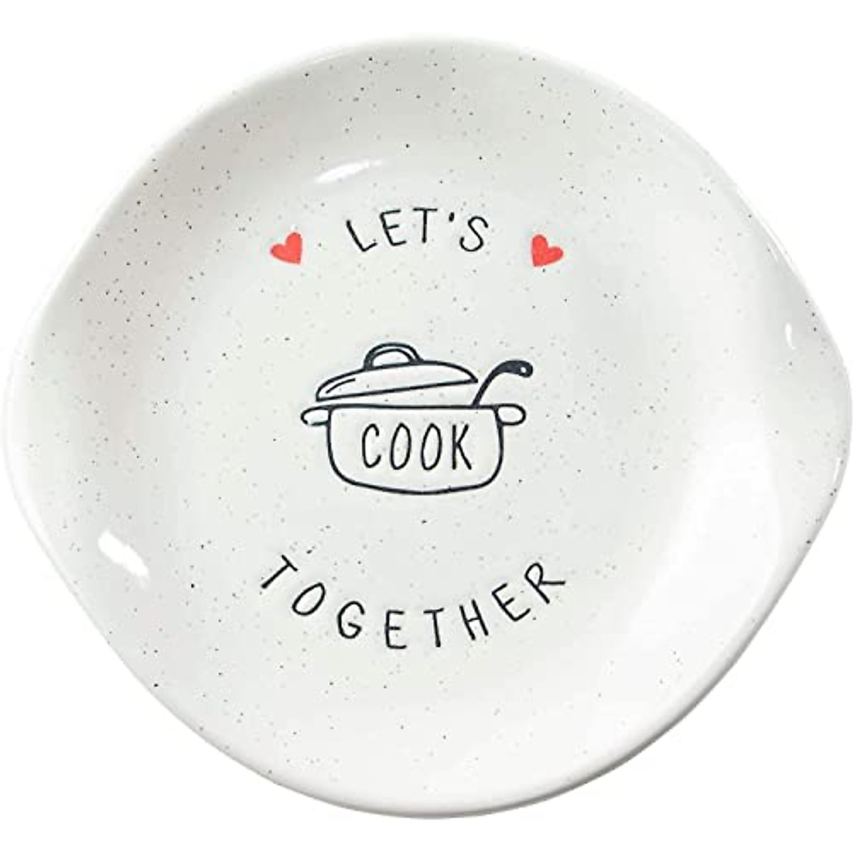 VILIGHT Gifts for Couples - Kitchen Spoon Rest for Home Cook - Let’s Cook Together - White Ceramic Utensil Holder for Double Spoons