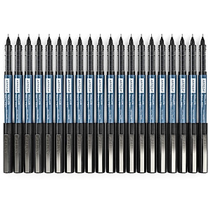 ARTEZA Rollerball Pens Fine Point, Set of 20 Black Liquid Ink, Extra Fine 0.5 mm Needle Tip Pen, Make Precise Lines