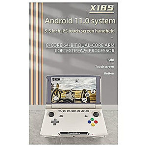 Powkiddy X18S Handheld Game Console, 5.5 Inch IPS HD Screen 4G+64G Retro Arcade Portable Emulator Video Gaming Console for Kids Adults, WiFi Android 11 System