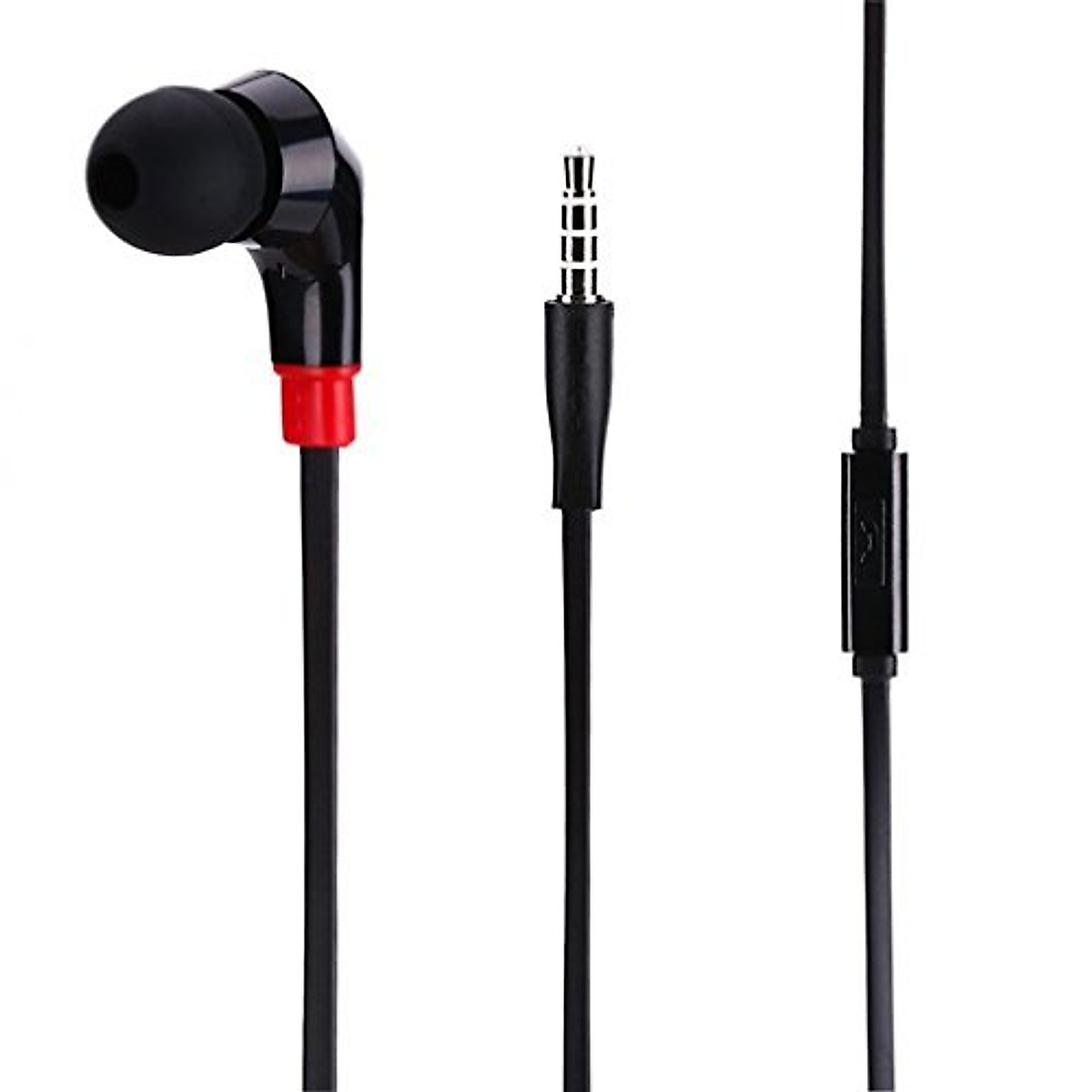 Premium Mono Headset Flat Wired Single Earphone Earbud Mic for iPhone 6 6S Plus, 5S 5C SE - Samsung Galaxy S8, S8+, S7, S6, Edge, Edge+, S5, S4, S3, Active, Note 5 4 3 2 - LG G3 G4 G6 V20