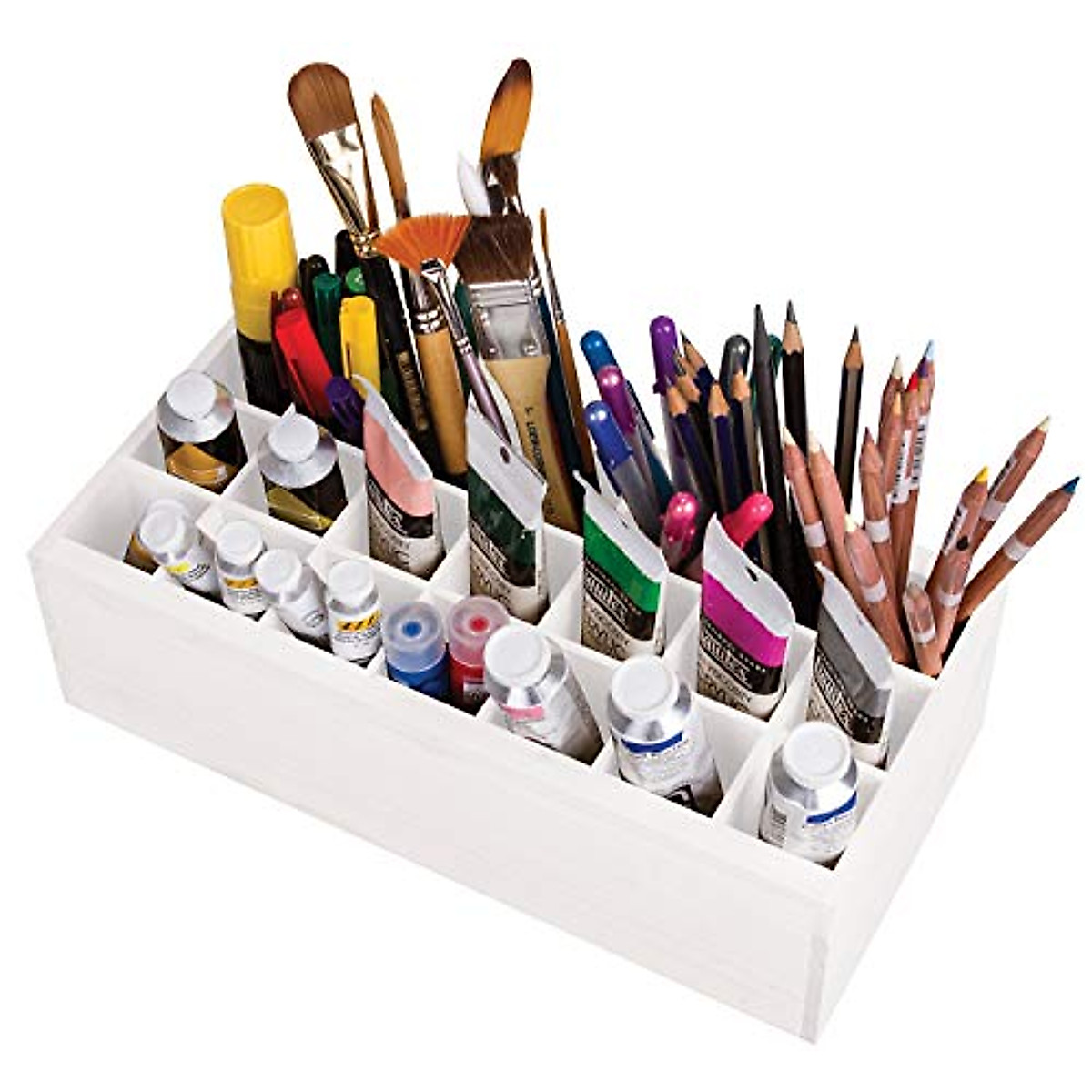 ArtBin 6828AG Paint Storage Tray, Art & Craft Supply Storage, Super Satchel System Accessory, Wall Mountable 21 Compartment Paint Organizer, White