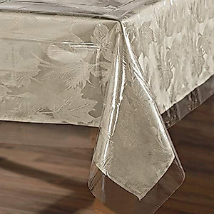 sancua Clear Plastic 100% Waterproof Tablecloth - 60 x 84 Inch - Vinyl PVC Rectangle Table Cloth Protector Oil Spill Proof Wipe Clean Table Cover for Dining Table, Parties & Camping, Crystal Clear