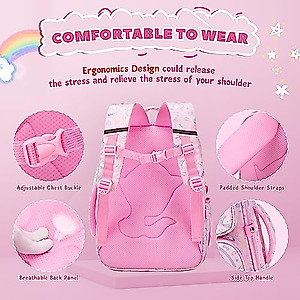 ASKSKY Backpack for Kids, Lightweight Girls Backpack Wide Open School Backpack Watrer Resistant Book Bag for Primary Elementary School,Pink Rainbow