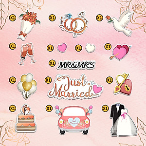 14 Pcs Just Married Ornate Car Magnets Just Married Refrigerator Protect Magnet Honeymoon Anniversary Wedding Bridal Fridge Magnet Stickers Decals Decorative for Anniversary Wedding Party