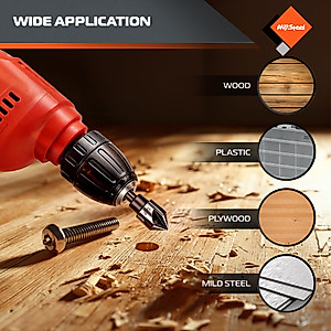 AV Steel Countersink Drill Bit Set, Countersink Bit, HSS4241 Counter Sink, 82 Degree Countersink 1/4'' 3/8'' 1/2'' 5/8'' 3/4'', 5 Flute Pcs for Wood, Plywood, Plastic, Mild Steel with Aluminum Case